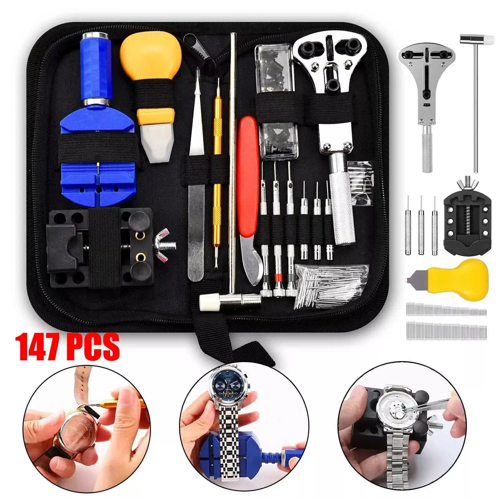 147-Watch-Repair-tool-Kit-Watchmaker-Back-Case-Opener-Link-Pin-Spring ...