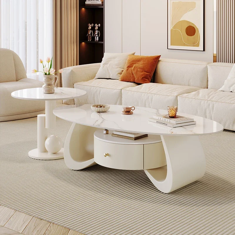 Modern Luxury Coffee Table Nordic Style Glam Oval Beauty Coffee Table ...