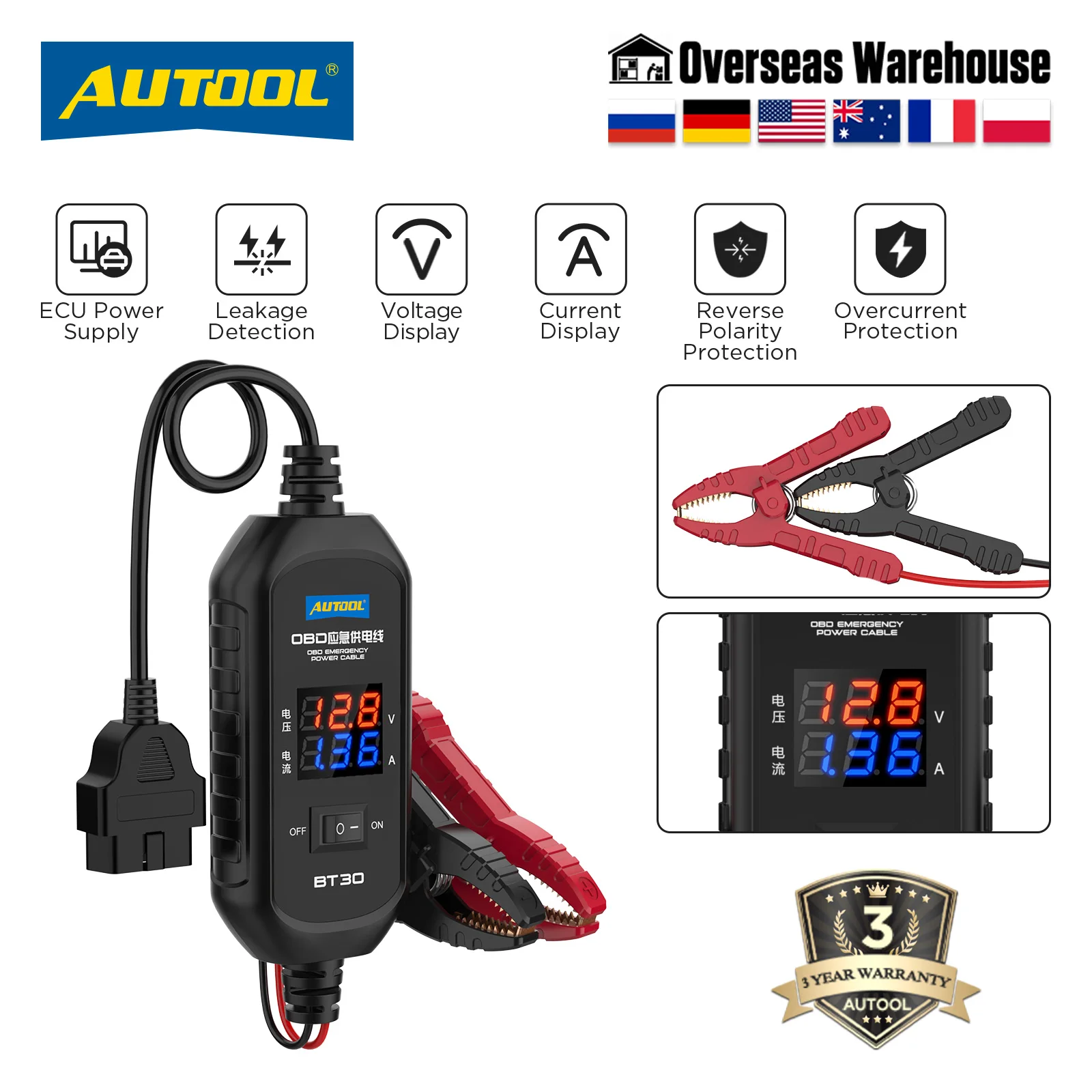 AUTOOL-BT30-Digital-display-Battery-OBD2-Connectors-Emergency-Power-Off ...