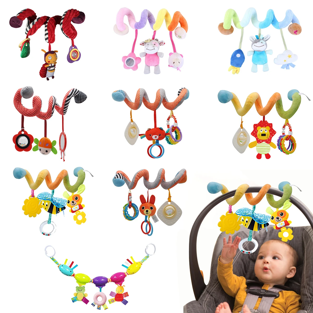 Baby-Crib-Hanging-Rattles-Toys-Spiral-Plush-Soft-Infant-Bed-Stroller ...