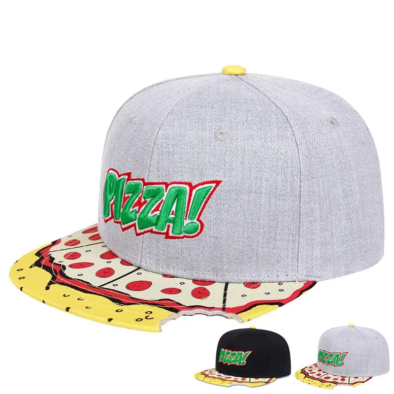 Unisex-Letter-Embroidery-Pizza-Printing-Hip-hop-Hats-Outdoor-Adjustable ...