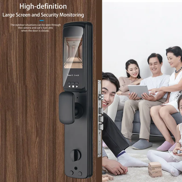 3D Face Smart Door Lock Security Camera Monitor Intelligent Fingerprint ...