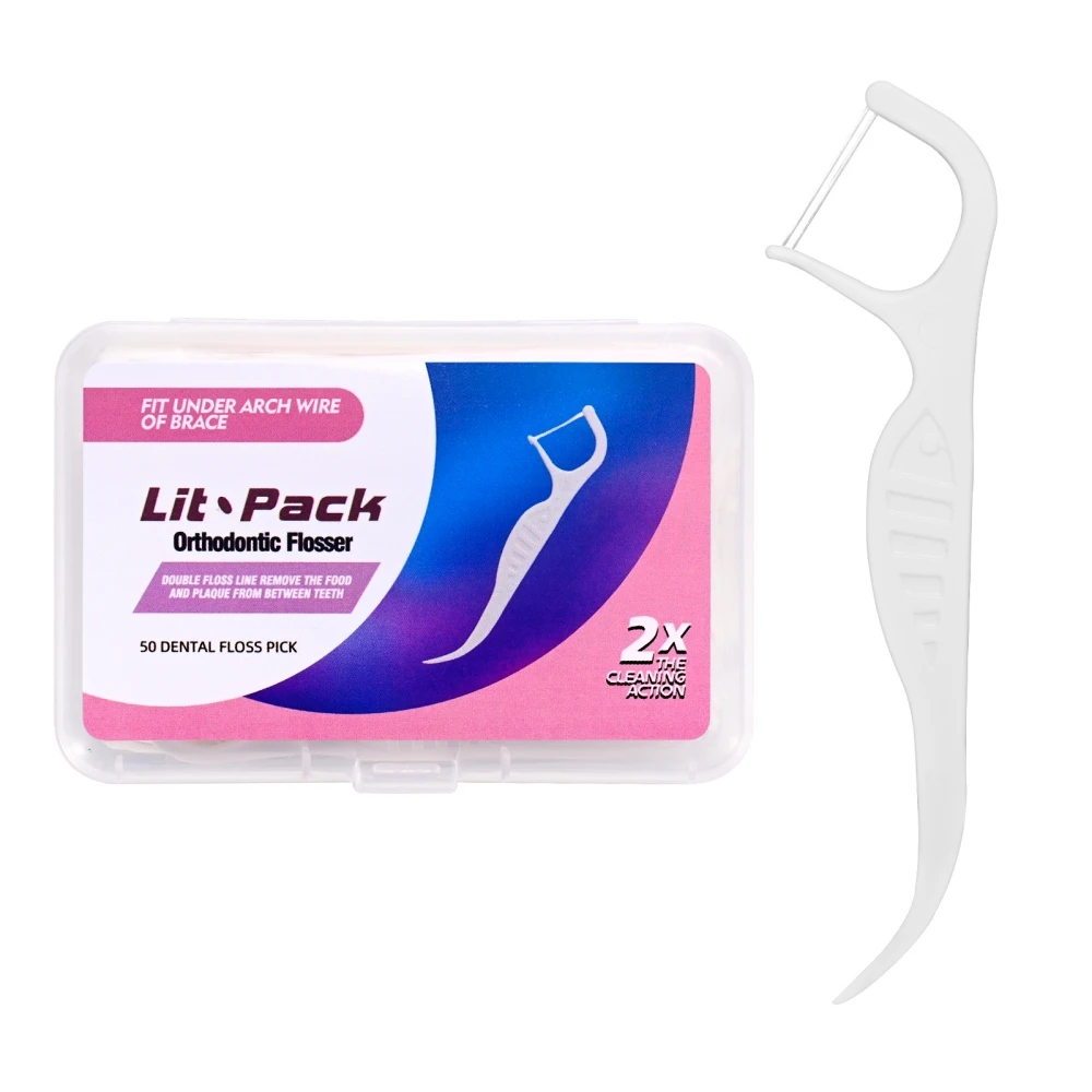 Orthodontic-Double-Line-Floss-pick-for-Braces-with-Floss-Dispenser-Fit ...
