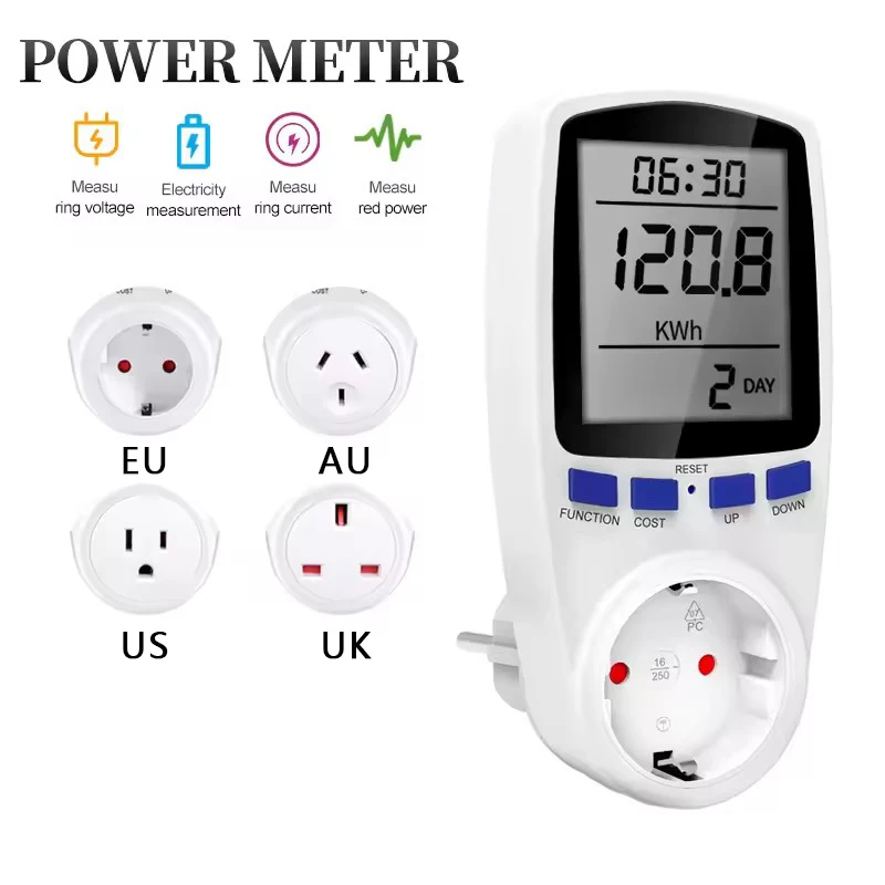 Electric Digital Power Meter 220V LCD Wattmeter Socket Wattage Kwh ...