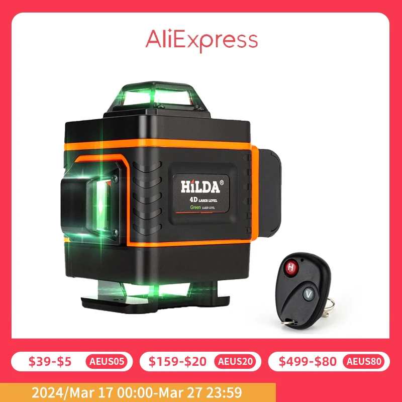 HILDA-4D-Laser-Level-cross-line-Green-laser-level-self-leveling ...