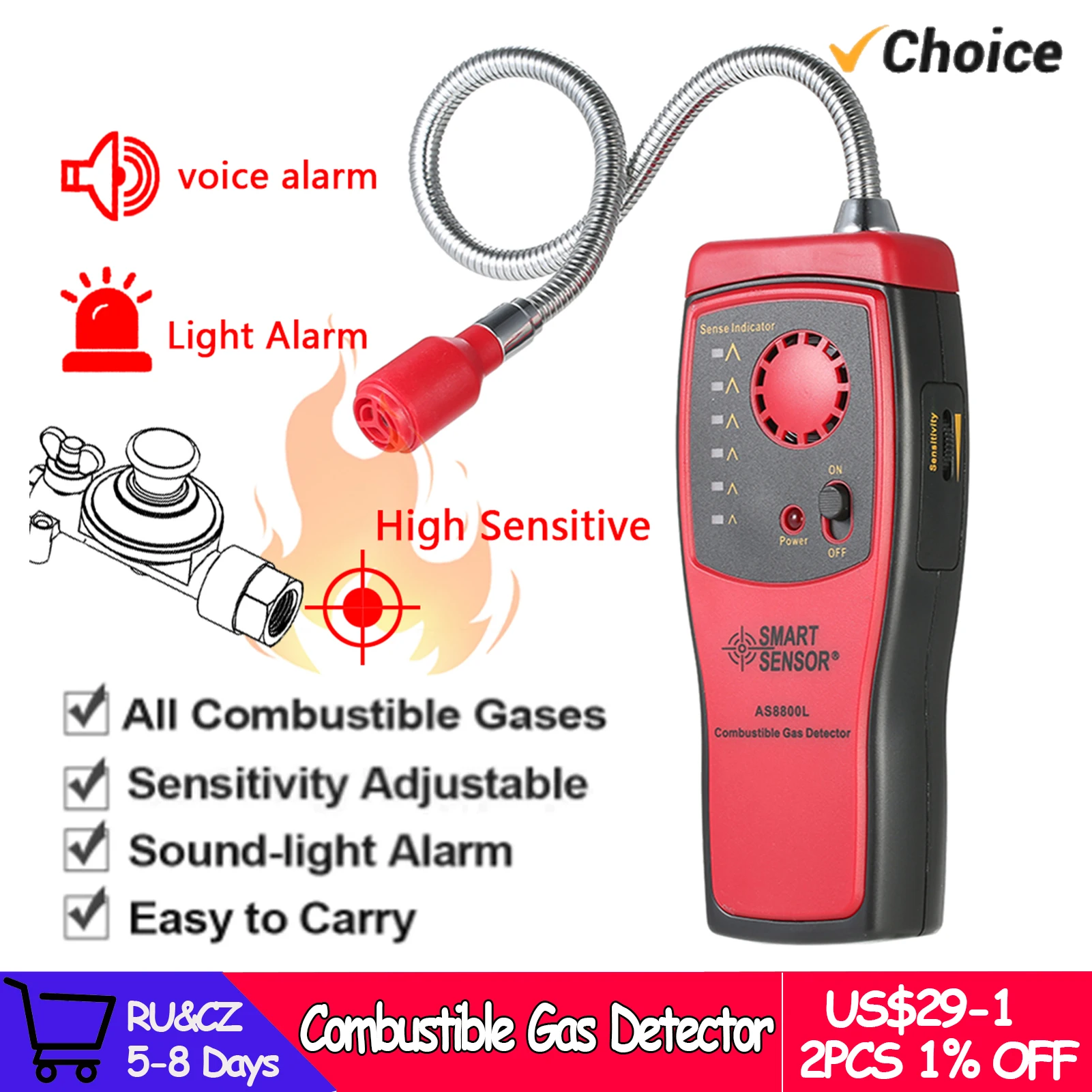 SMART-SENSOR-Handheld-Combustible-Gas-Detector-Mini-Automotive-Gas ...