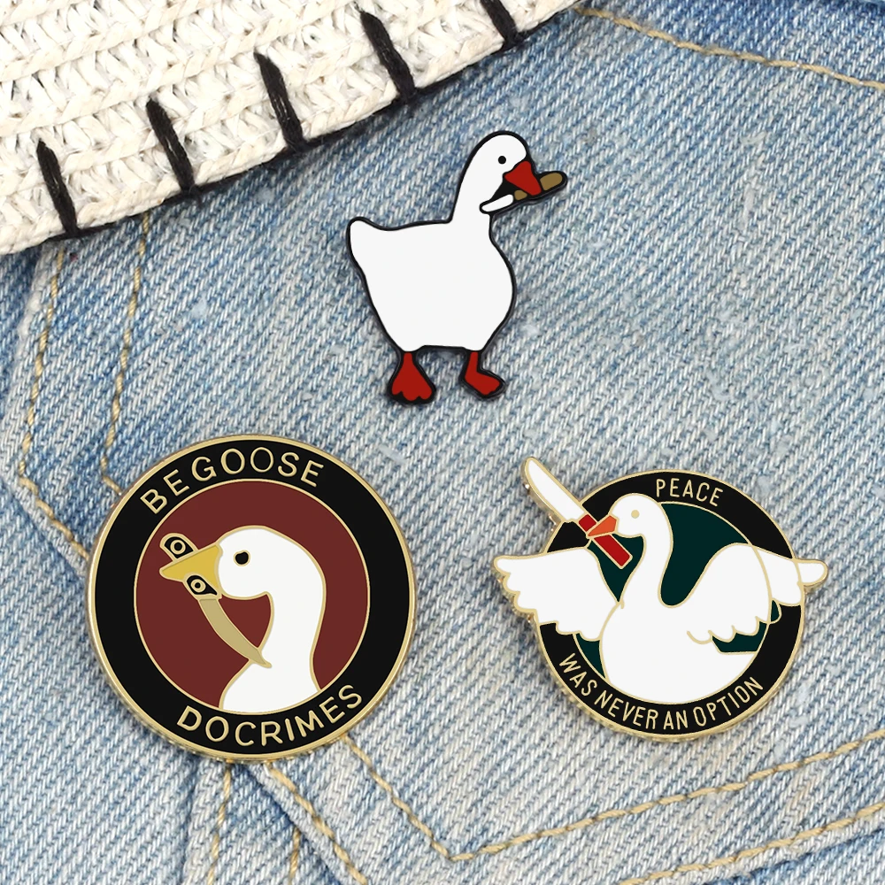 Cartoon-White-Goose-with-Knife-Brooches-Clothes-Lapel-Pins-Cute ...
