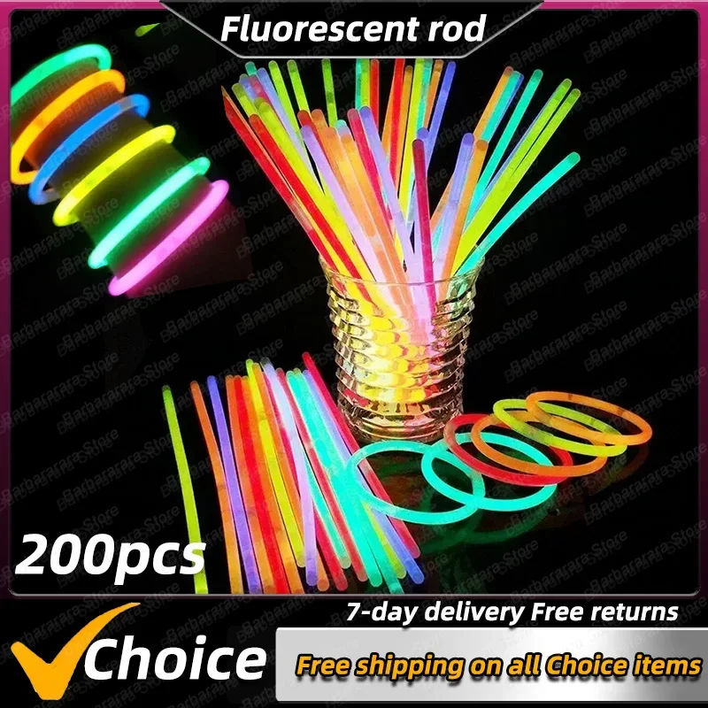New-100Pcs-Party-Fluorescence-Light-Glow-Sticks-Bracelets-Necklaces ...