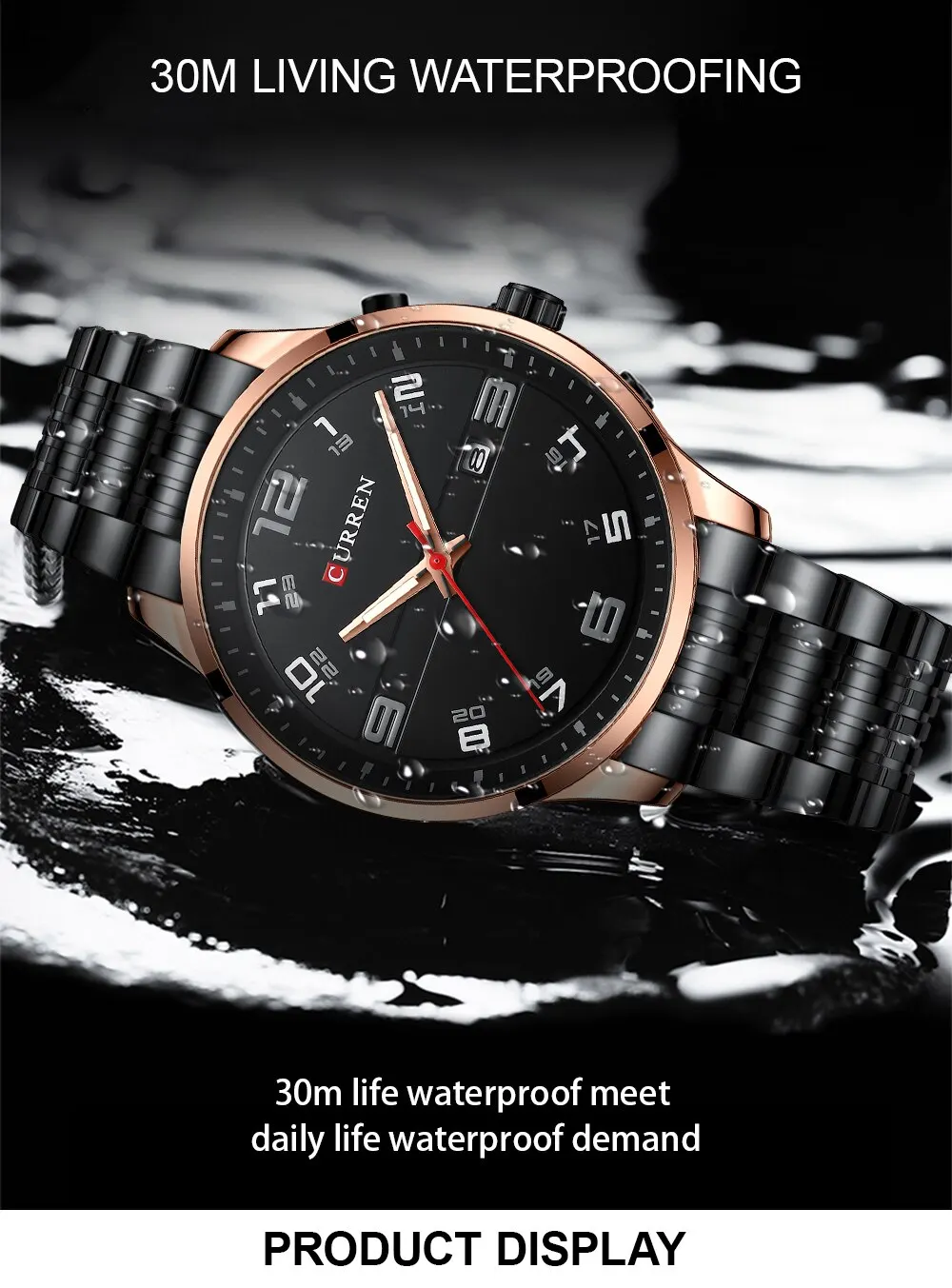 CURREN Homens De Negócios Relógios De Luxo Em Aço Inoxidável Quartzo ...