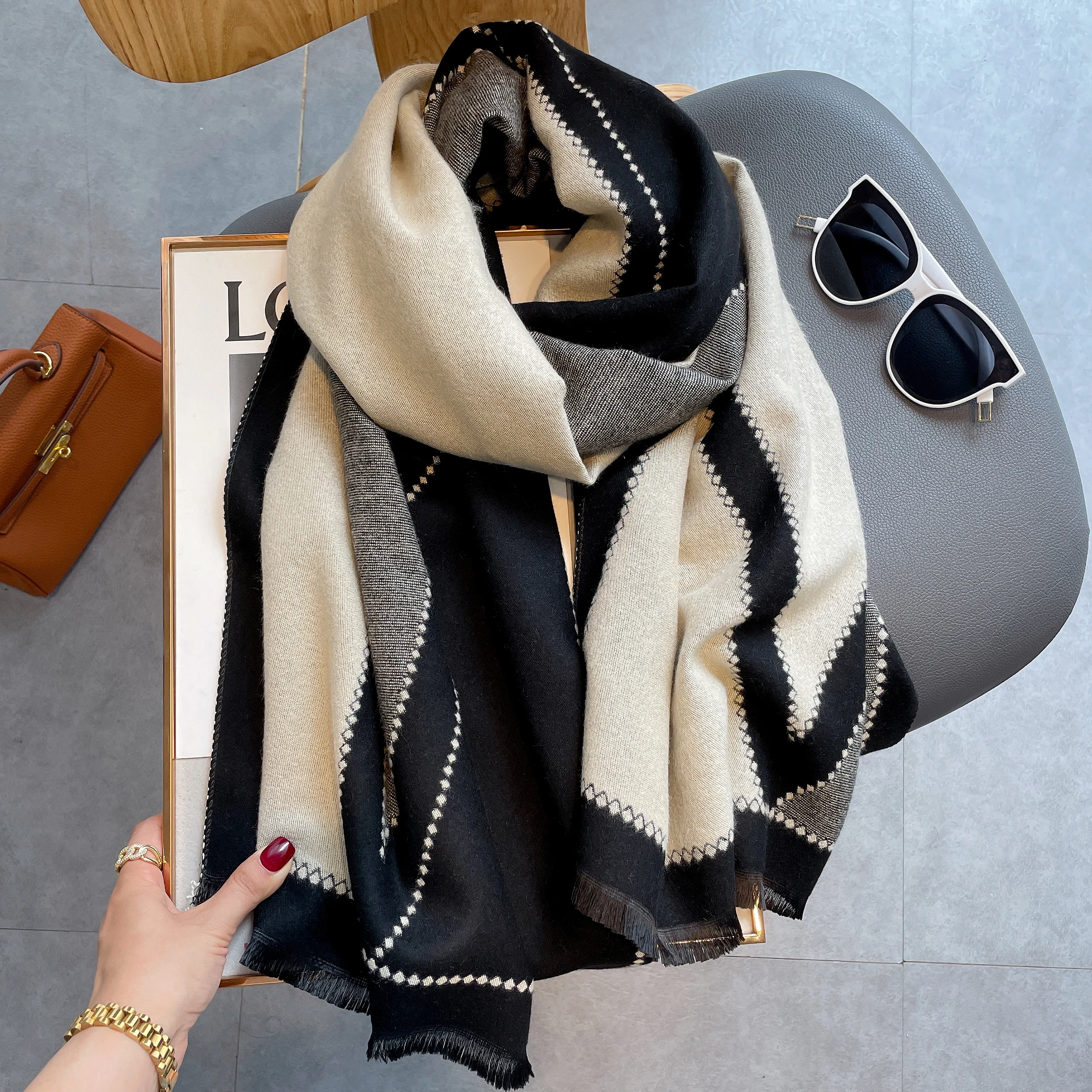 Winter Women's Scarf Luxury Design Double sided Cashmere Feel Scarf ...