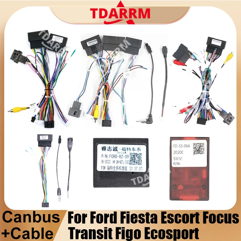 Car Android Harness Adapter CAN Bus Decoder Connector Cable For Ford ...