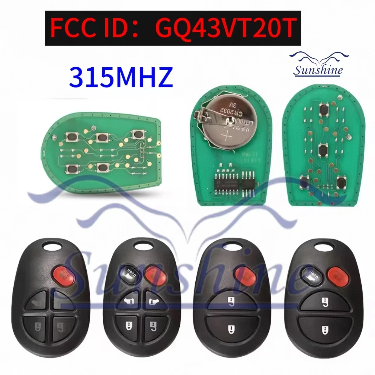 Sunshine car key Remote For Toyota Sequoia Sienna Tacoma Tundra 3/4 ...