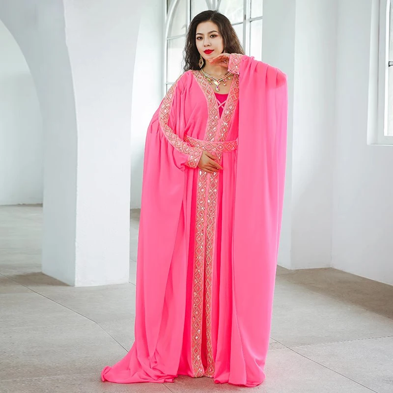 Stage Traditional Khaleeji Thobe Dress Chiffon Belly Dance Clothes ...