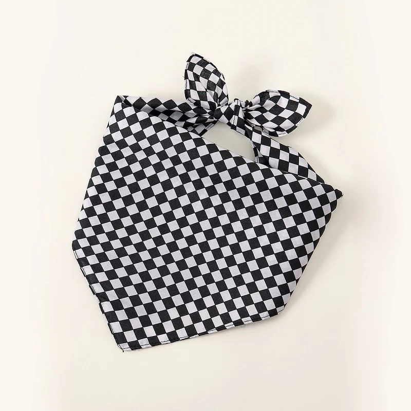 2024 New Plaid Square Scarf Black White Lattice Muslim Hijab Kerchief ...