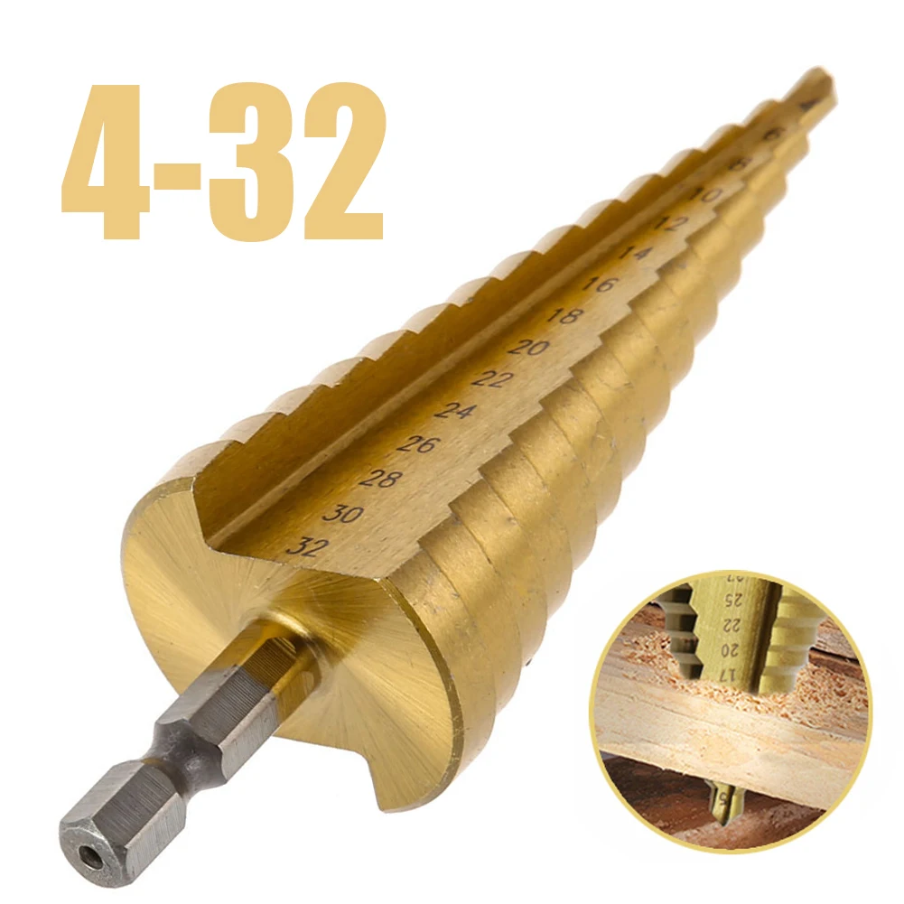 Hss Titanium Coated Step Drill Bit 4 32mm Drilling - 4 -32mm Titanium ...