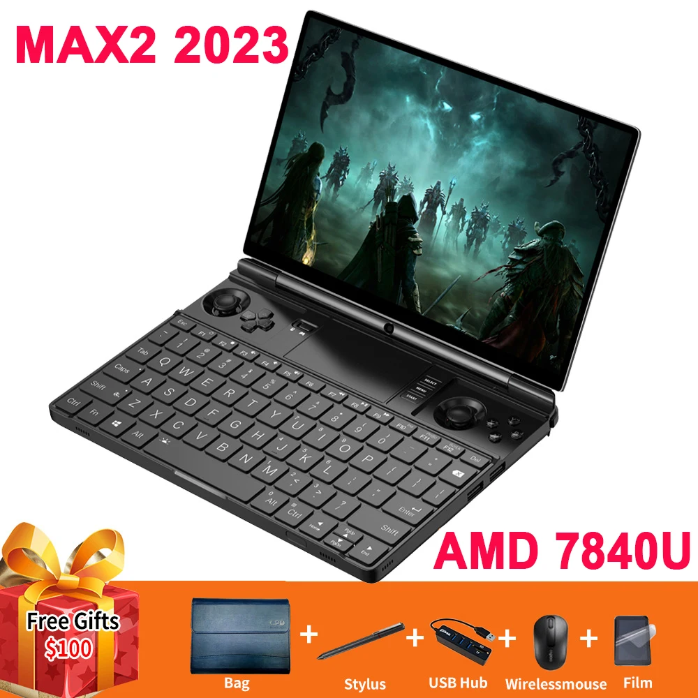 GPD WIN 맥스 휴대용 게이밍 PC 노트북, UMPC 4G LTE, AMD 7840U, 윈도우 11 비디오 게임 콘솔 게임플레이어, 2 10.1 인치