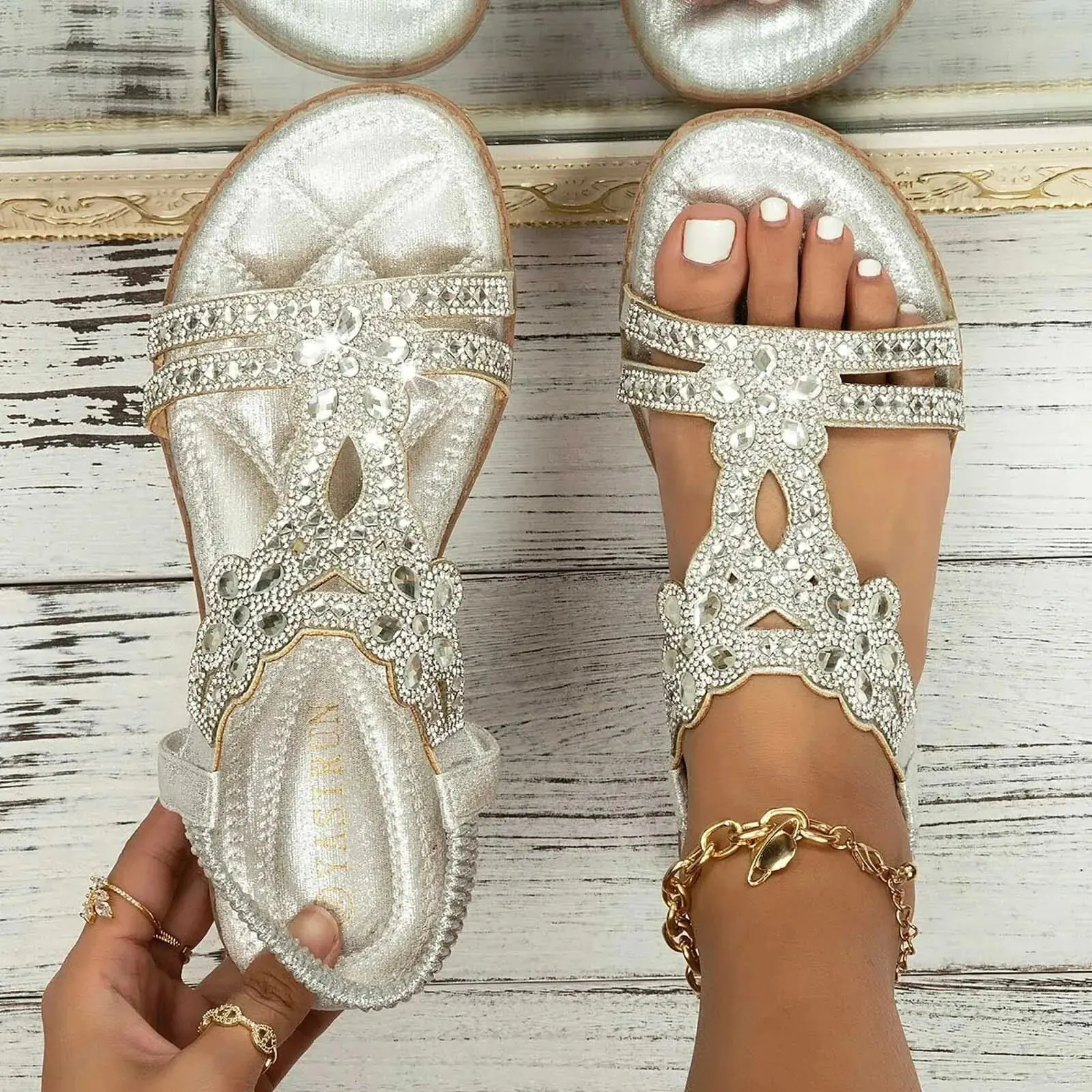 Rhinestones-Sandals-For-Women-With-Elastic-Ankle-Strap-Bohemian-Beach ...
