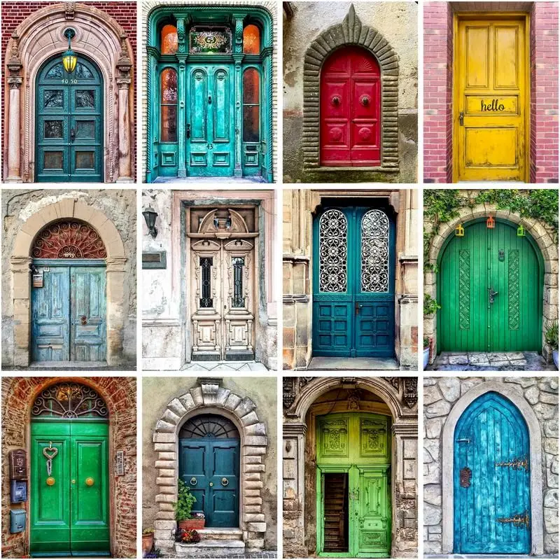 GATYZTORY-Colorful-Door-Scenery-Diy-Oil-Painting-By-Numbers-Kit-Acrylic ...
