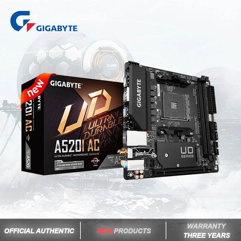 GIGABYTE 새로운 GA A520I AC 미니 ITX AMD A520 와이파이 AC DDR4 5300(O.C.) 더블 채널 ...