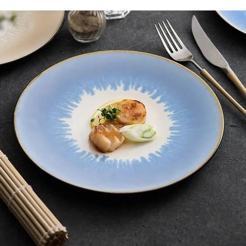 Retro Ceramic Flat Plate Restaurant Steak Pasta Dessert Plates ...