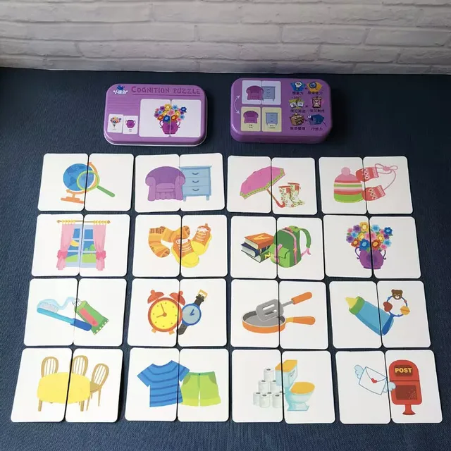 Montessori Cards Puzzle Toddlers Toys Developing Baby Games Cognitive ...