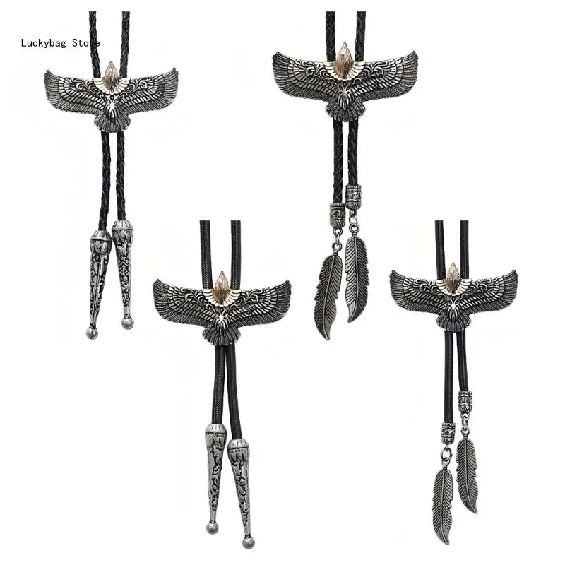 Western-Cowboy-Bolo-Necktie-with-Carved-Eagle-Buckle-Decor-Vintage-Tie ...