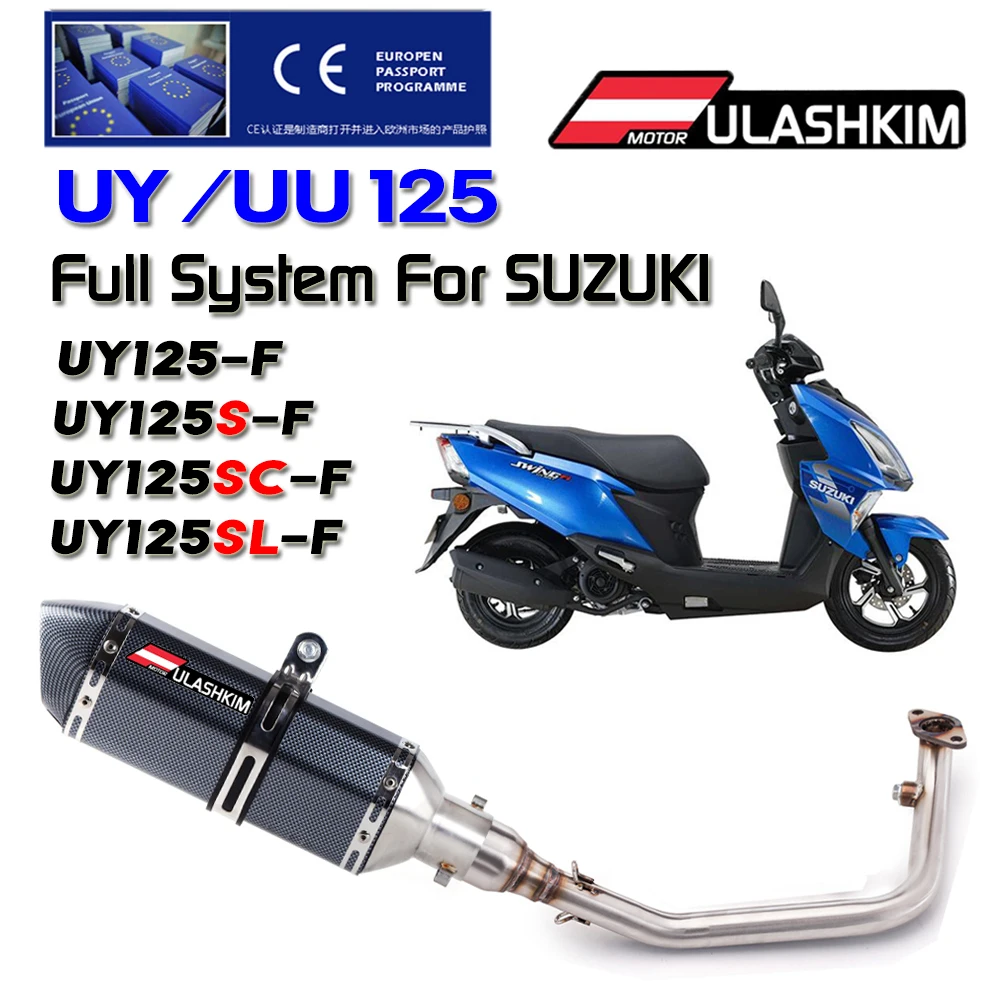 Motorcycle UU UY 125 Exhaust Full System Slip On For SUZUKI UU125 UY125 Exhaust Muffler Escape ...