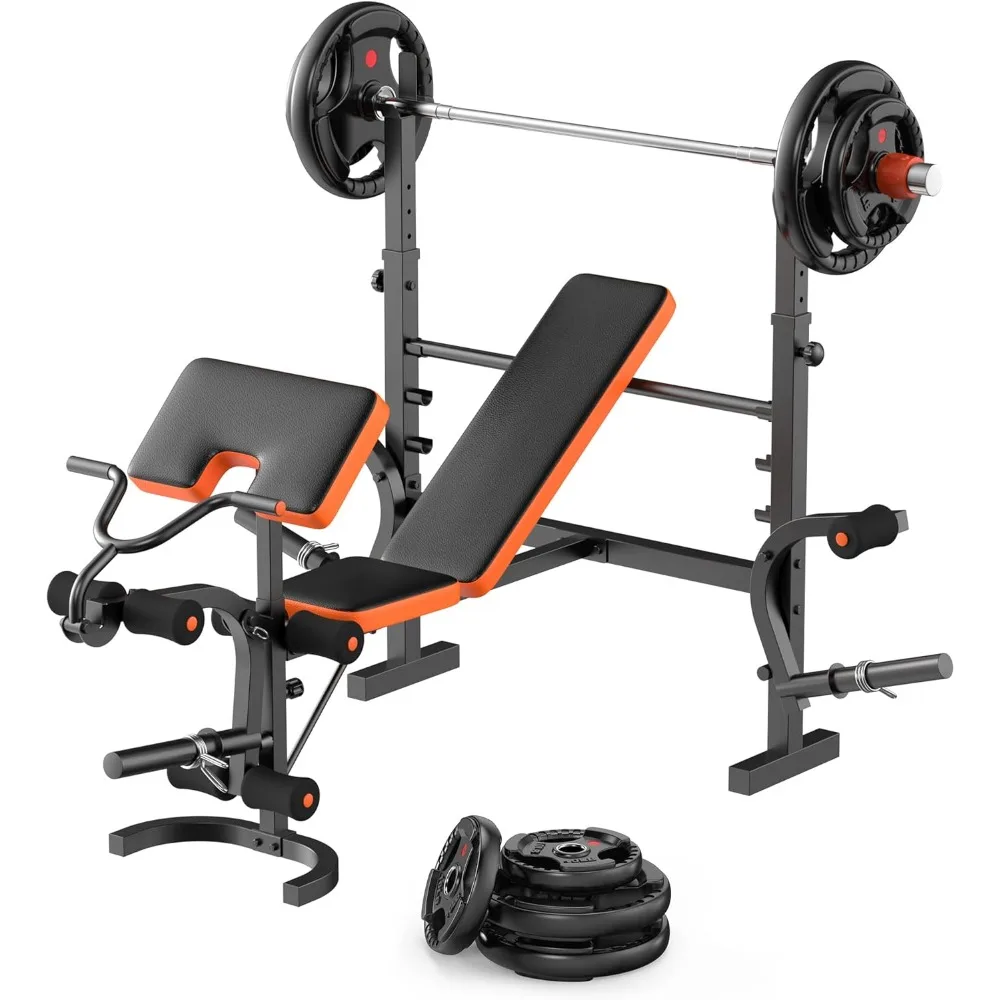 Weight-Bench-Bench-Press-Set-with-Leg-Extension-6-in-1-Olympic-Weight ...