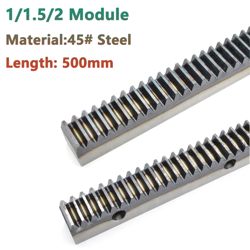 1pcs 1/1.5/2/2.5 Module Hardened Steel Rack Spur Gear Rack Length 500mm ...
