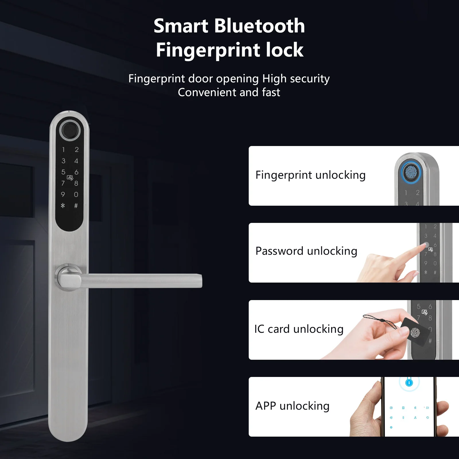Waterproof Sliding Door Smart Lock Fingerprint Password Ic Card Key ...