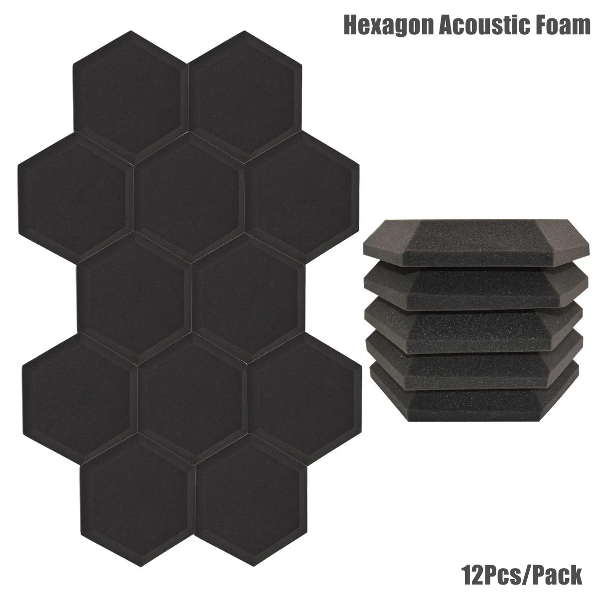 12pcs Hexagon Acoustic Foam Panels Sound Absorbing Wall Foam Tiles ...