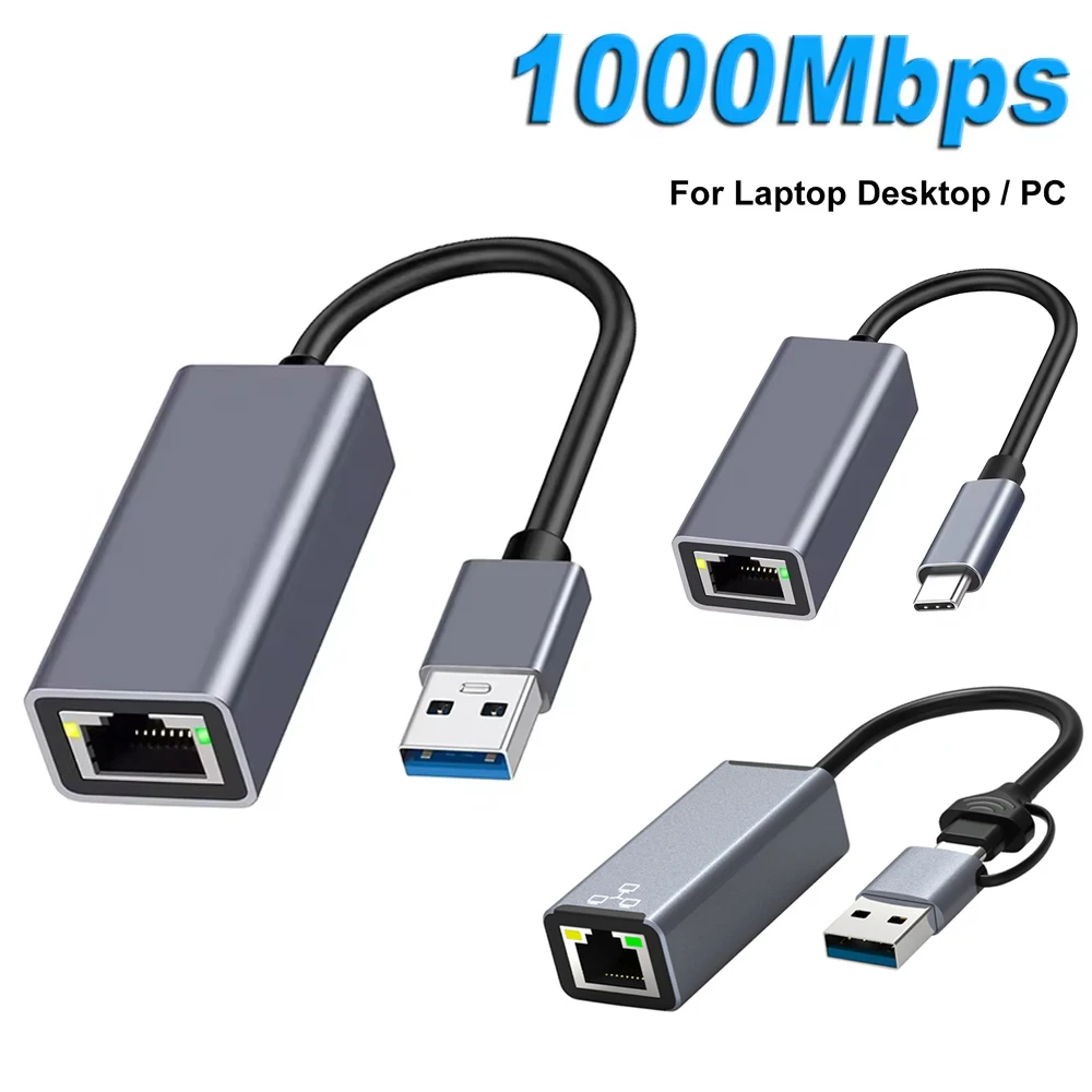 USB3-0-1000Mbps-Network-Card-Type-C-USB-to-RJ45-Converter-Wired-Gigabit ...