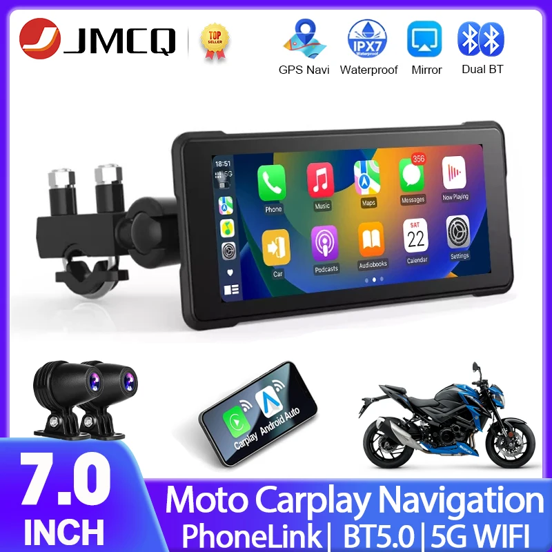 7 Inch Touchscreen Motorcycle CarPlay Android Auto Vehicle Backup ...