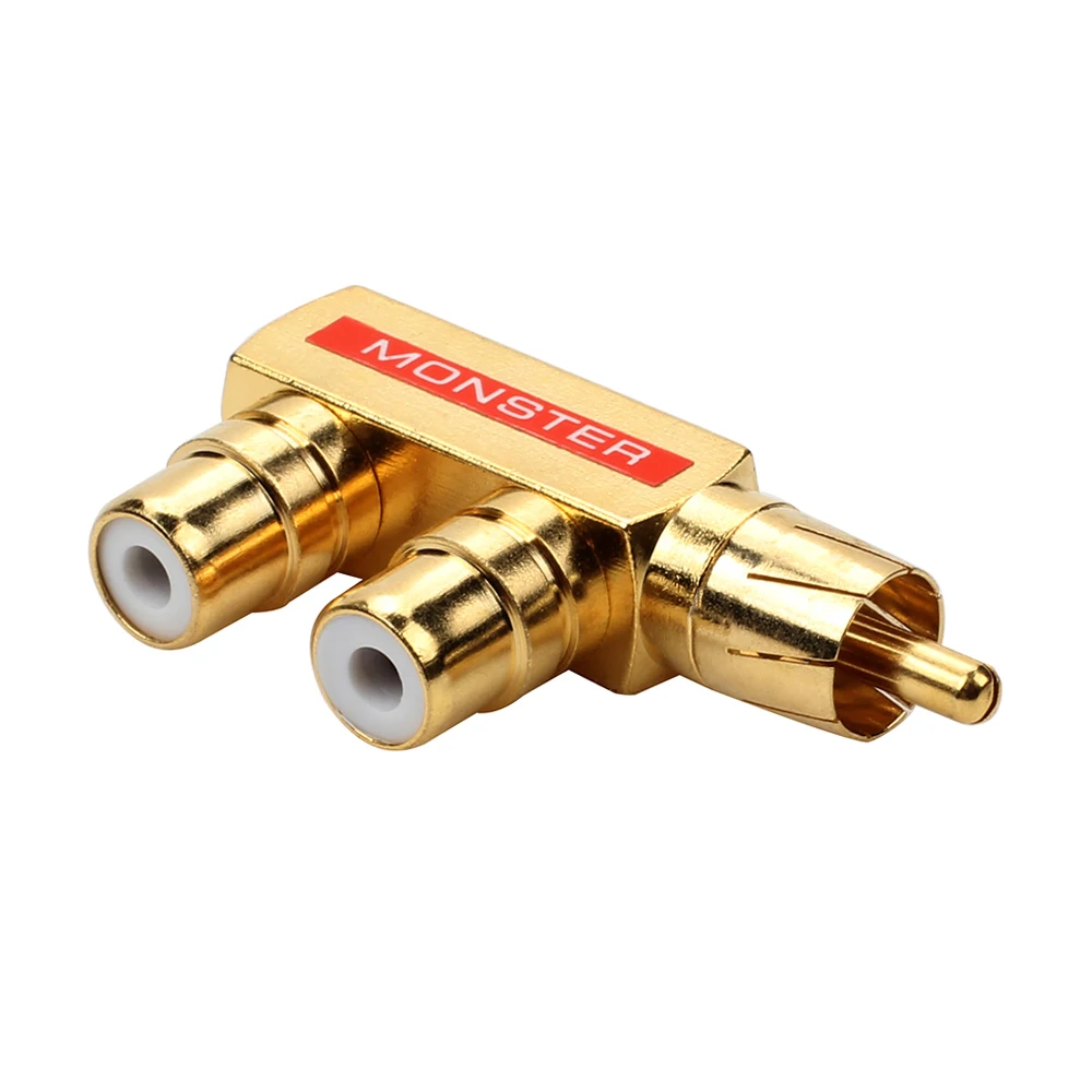 1PC-Gold-Plated-Copper-AV-Audio-Splitter-Plug-RCA-Adapter-1-Male-to-2 ...