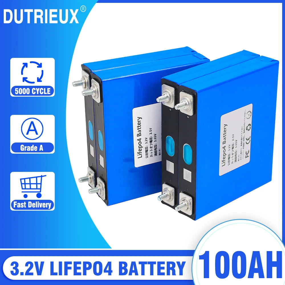 3.2V 100AH Lifepo4 Bateria de Lítio Fosfato Ferro Ciclo Profundo Solar DIY 12V 24 48 Células ...