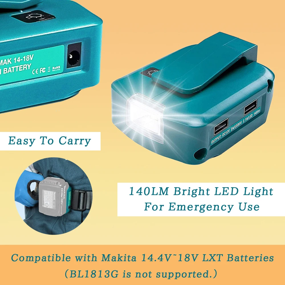 Adapter LED Working Light For Makita 14.4V/18V Li-on Battery BL1830 ...