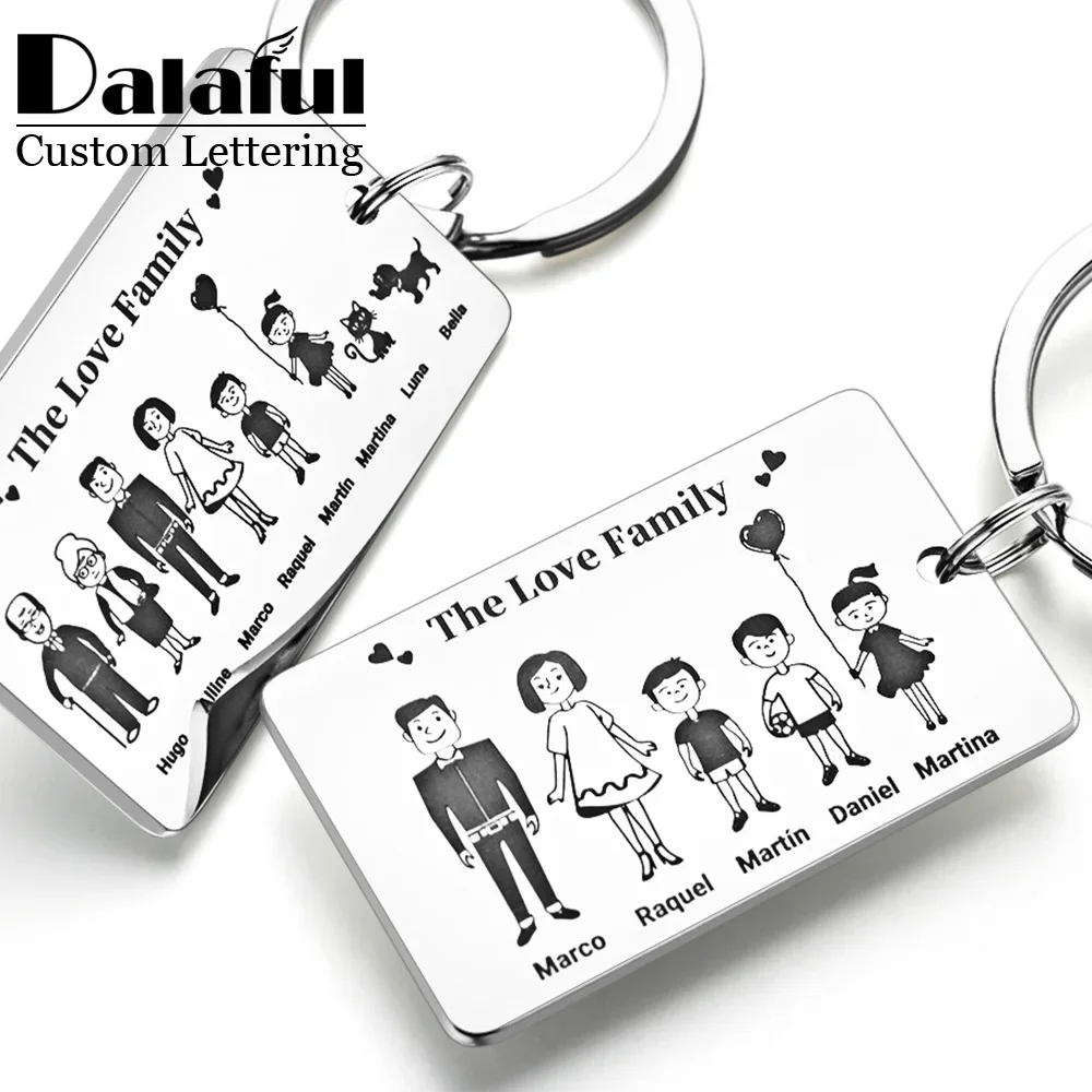 Family-Customized-Keychain-Mirror-polished-Stainless-Steel-Parents ...