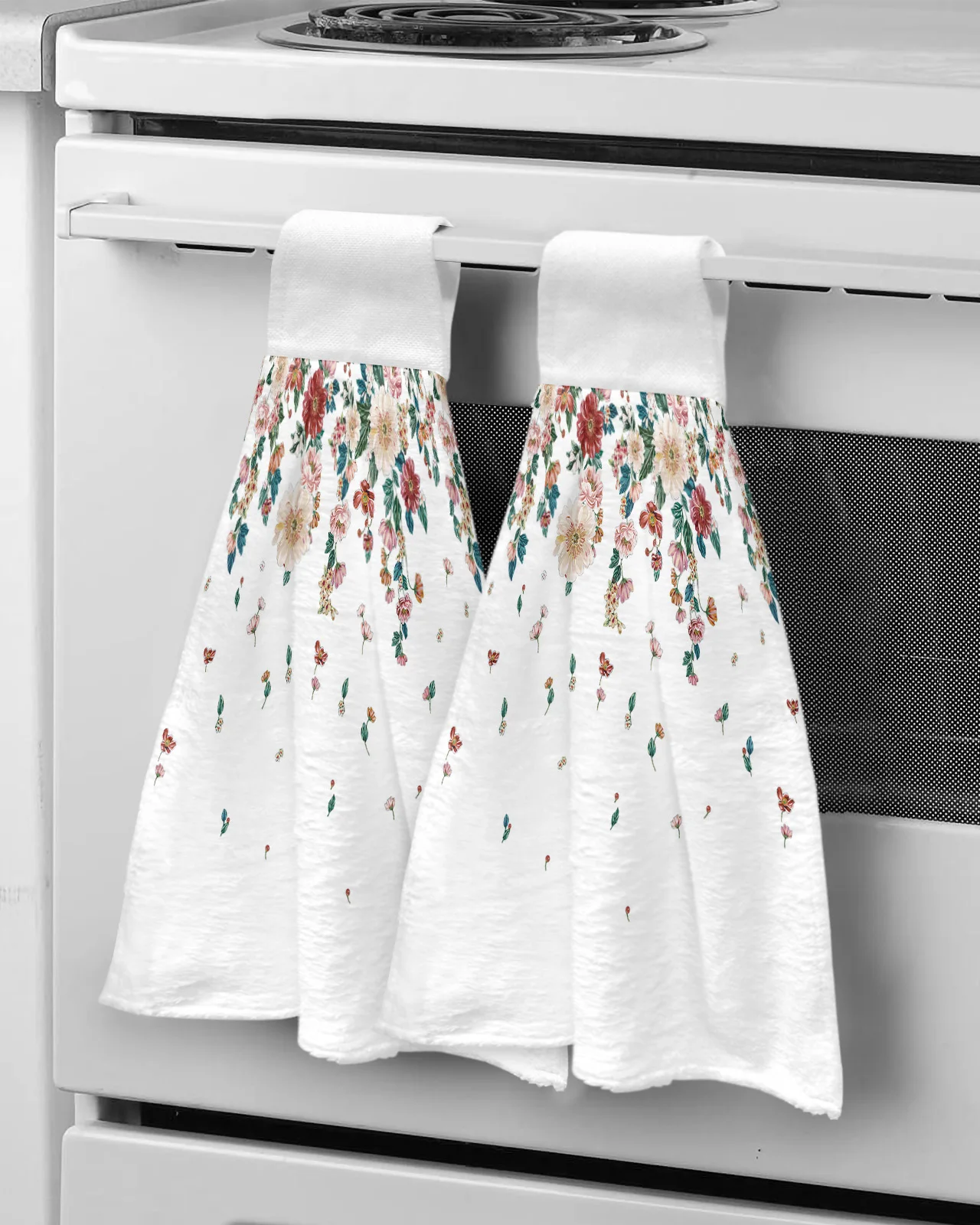 Plants-Flowers-White-Custom-Wipe-Hand-Towel-Absorbent-Hanging-Towels ...