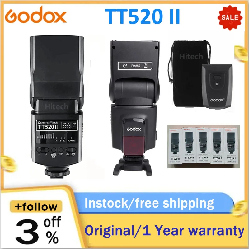 Godox-TT520-II-Flash-TT520II-con-se-al-inal-mbrica-integrada-de-433MHz ...