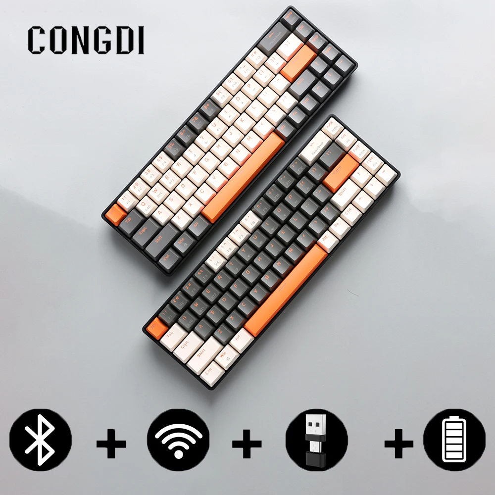 Teclado mecánico inalámbrico para juegos, teclado ergonómico de 68 teclas, Compatible con ...