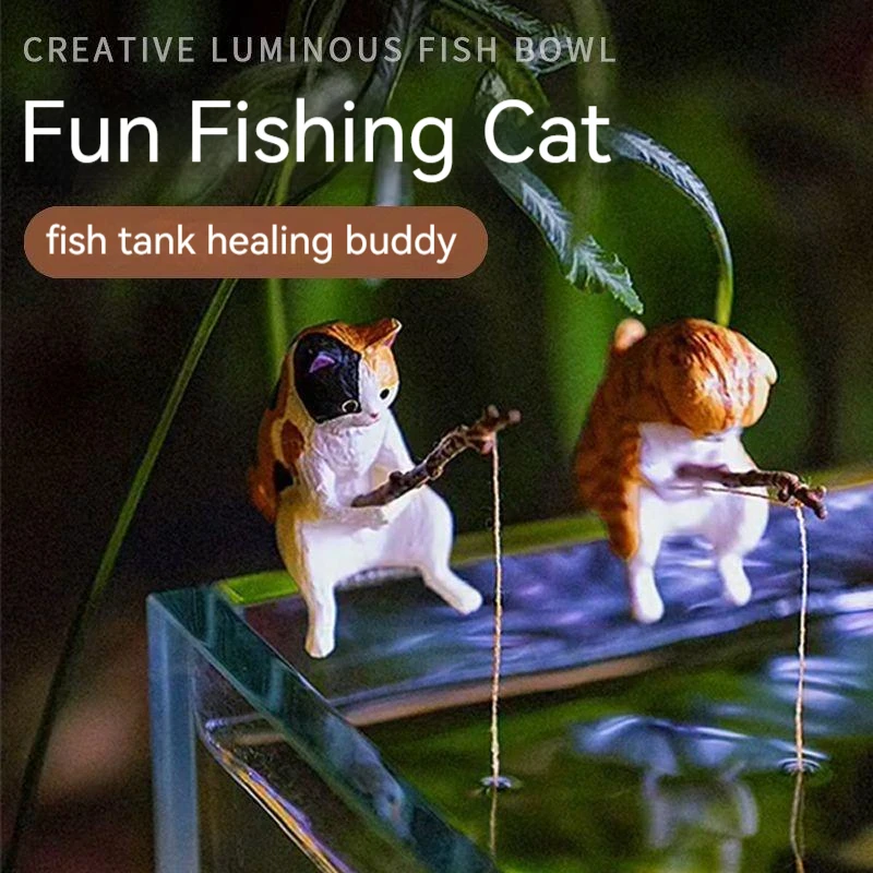 Creative-Aquarium-Decoration-10-Style-Small-Fishing-Cat-Aquarium ...