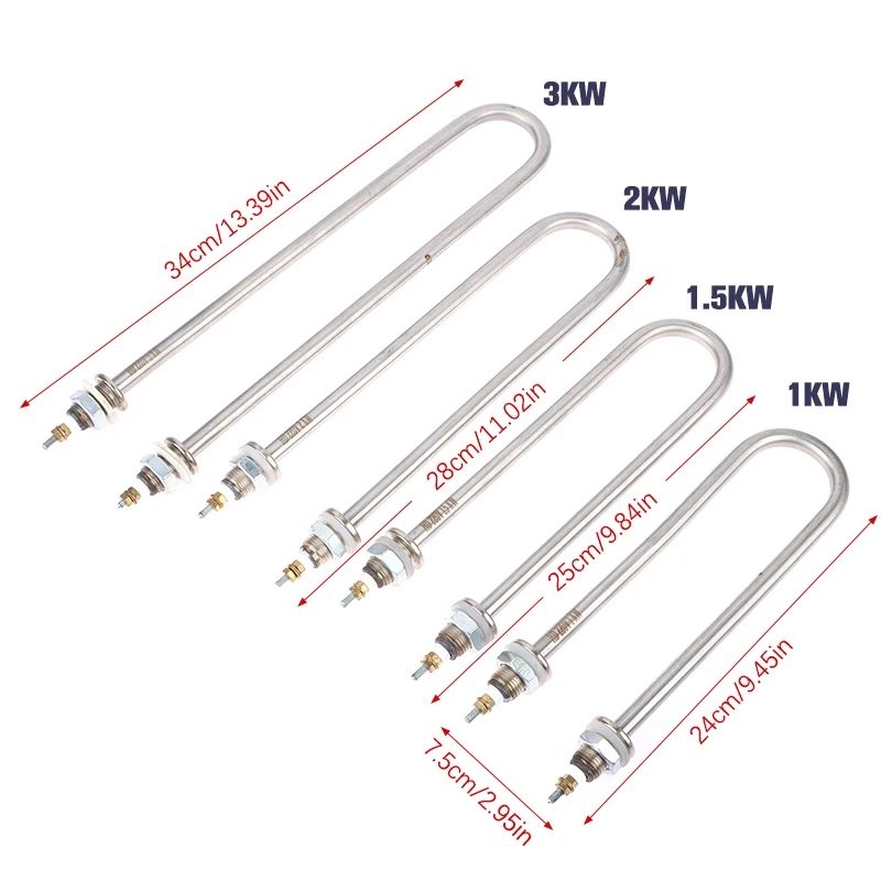 1PC 304 Stainless Steel U Type 220V Electric Heat Pipe U-shape Heating ...
