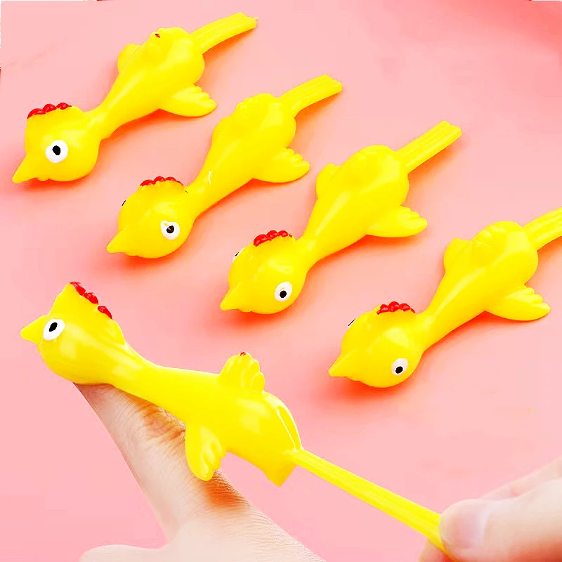 10PC-Mini-Yellow-Sticky-Finger-Catapult-Chicken-Shooting-Toy-Boys-Girls ...