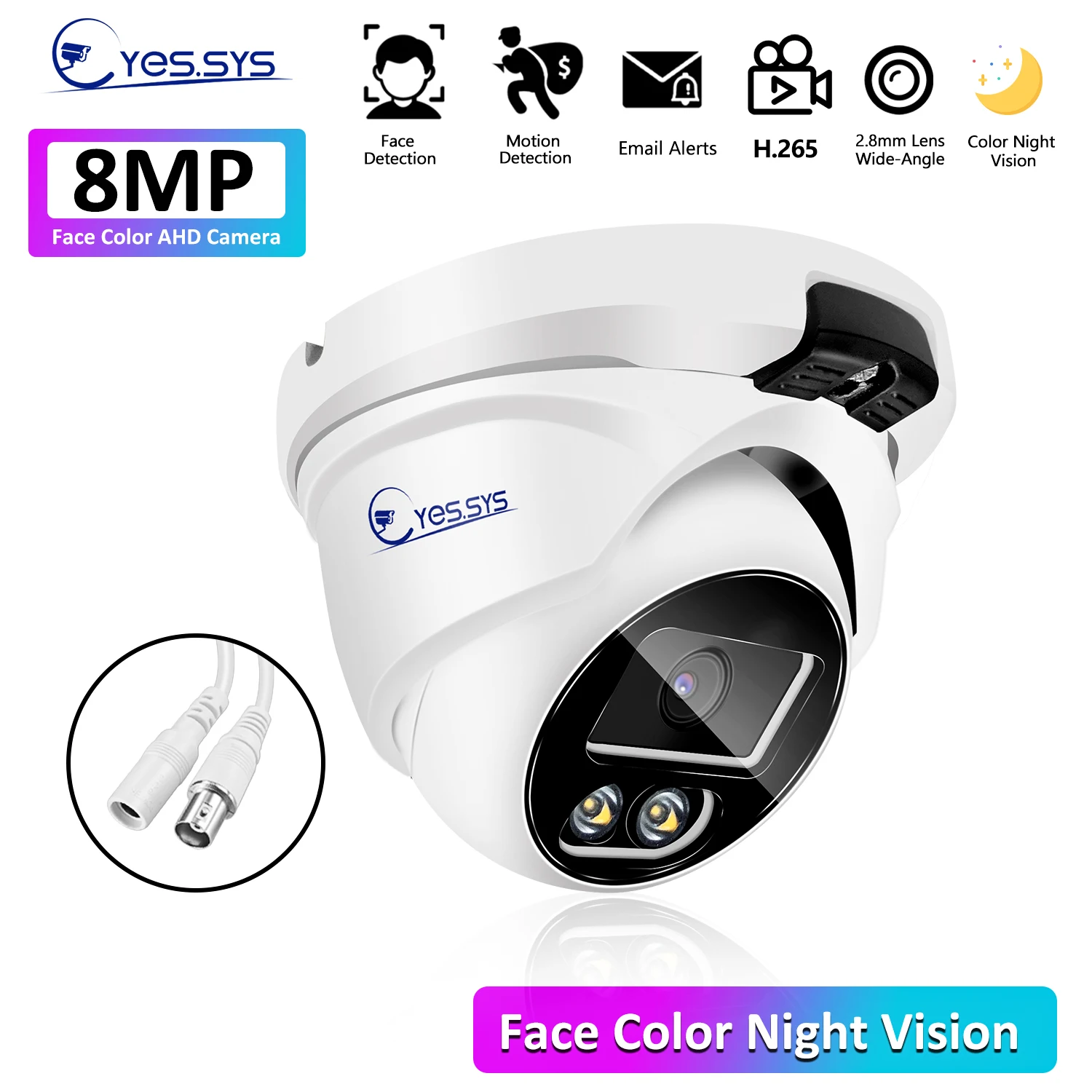 Wide Angle 2.8mm 8MP 4K 4 IN 1 Dome Security Turret Camera,AHD CVI TVI ...