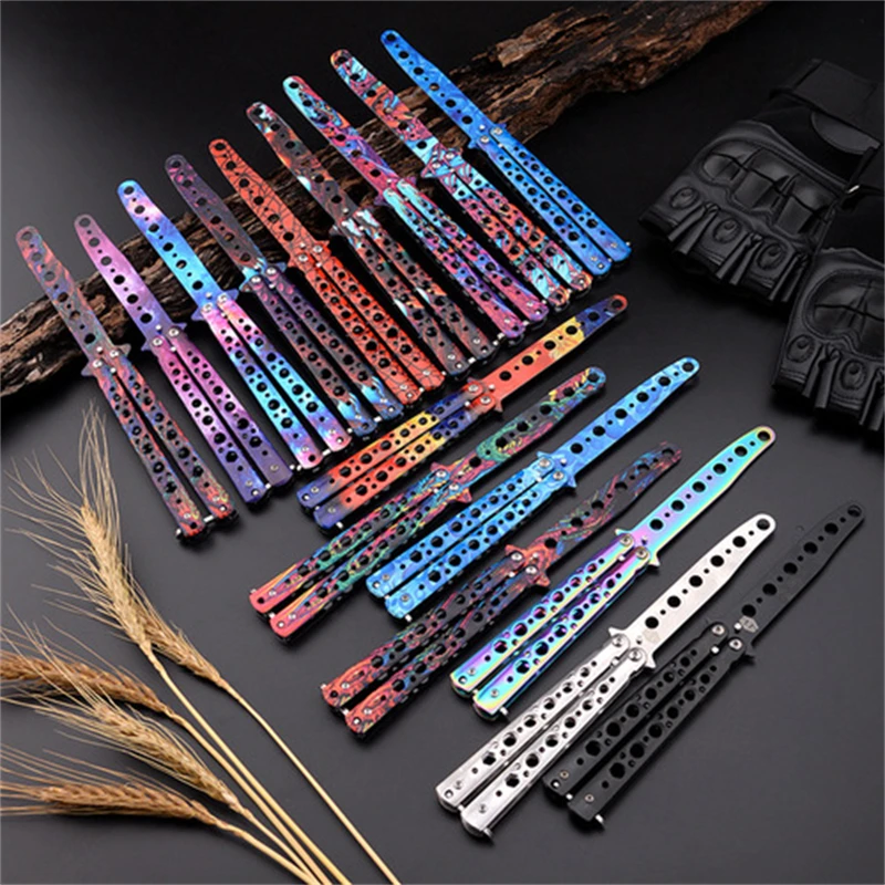 Portable-Folding-Butterfly-Knife-Thicken-Stainless-Steel-Pocket ...