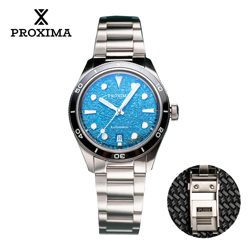 Proxima-PX1697-2BN-39mm-Men-Watch-Ice-Flower-Texture-Dial-Bubble ...