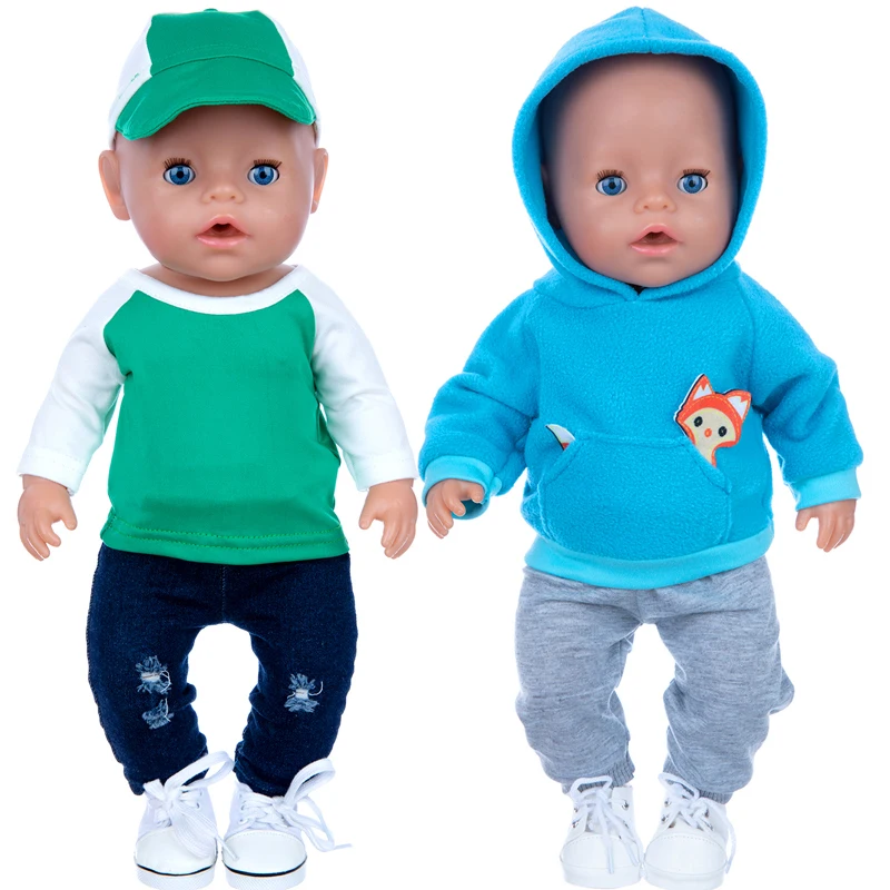Baby New Born Doll Boy Clothes Hoody Sweater For 17" Baby Doll Jackets ...