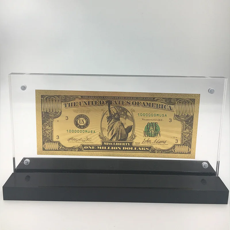 New-One-Hundred-US-Dollar-American-24k-Gold-Banknote-with-acrylic-frame ...