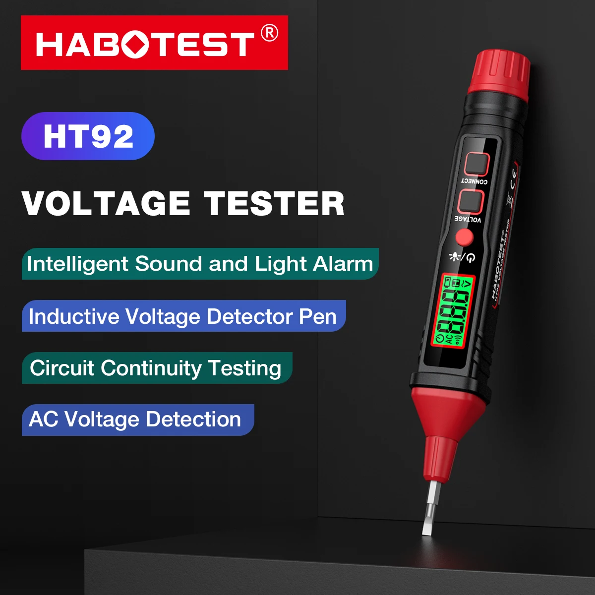 HABOTEST-HT92-Digital-Voltage-Tester-AC12-300V-Non-Contact-Test-Pencil ...
