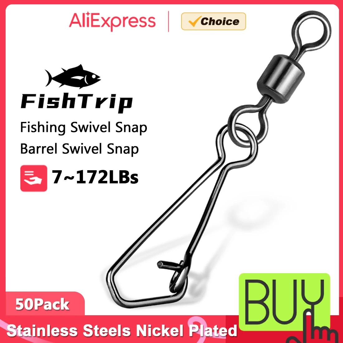 FishTrip 50pcs Rolling Swivel Snap Fishing Snap Swivel Quick Change ...